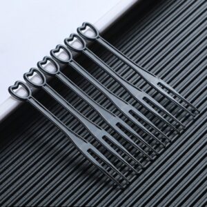 1000pcs disposable plastic fruit forks, cake forks, mini cocktail tasting forks, thickenedforks for fruits, desserts, cheese cubes, snacks (black)