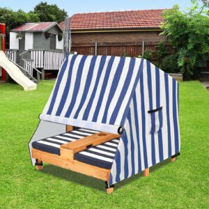 sobana kids outdoor chaise lounge cover for wooden double chaise lounge,waterproof patio furniture cover with zipper for kids or pets,blue