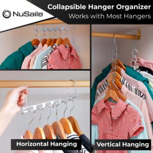 NuSaile Collapsible Clothes Hanger Organizer - 6 Holes Space Saving Hangers for Clothes - Premium Metal Cascading Hangers - Magic Closet Organizer - Vertical Hangers for Closet Organization - 12 pc