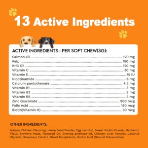 Munchy Chomps Salmon Oil for Dogs - Coat Health & Immunity Boost with Omega 3 Fatty Acids & Antioxidants - Promotes Radiant Coat & Skin Protection (Bacon)