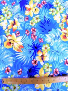 keily & megan inc, 60" wide colorful hawaiian summer breeze floral print poly cotton fabric by the yard (aqua blue, 3 yards)