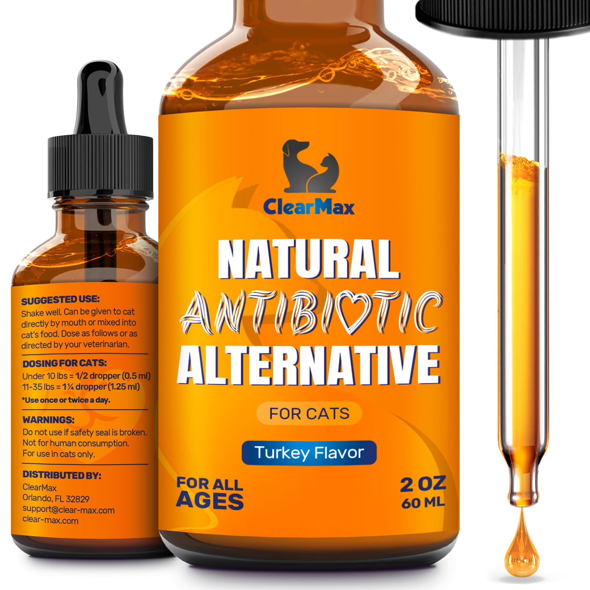 Cat Antibiotic ◆ Antibiotics for Cats ◆ Natural Antibiotics for Cats with Turkey Flavor ◆ Cat Antibiotics ◆ Antibiotic for Cats ◆ Pet Antibiotic ◆ 2 Oz