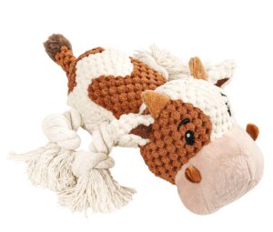 dog squeak toy - dog toys for aggressive chewers, dog plush toy for large dogs (brown and white)