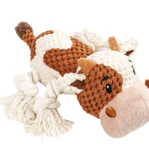 Dog Squeak Toy - Dog Toys for Aggressive Chewers, Dog Plush Toy for Large Dogs (Brown and White)