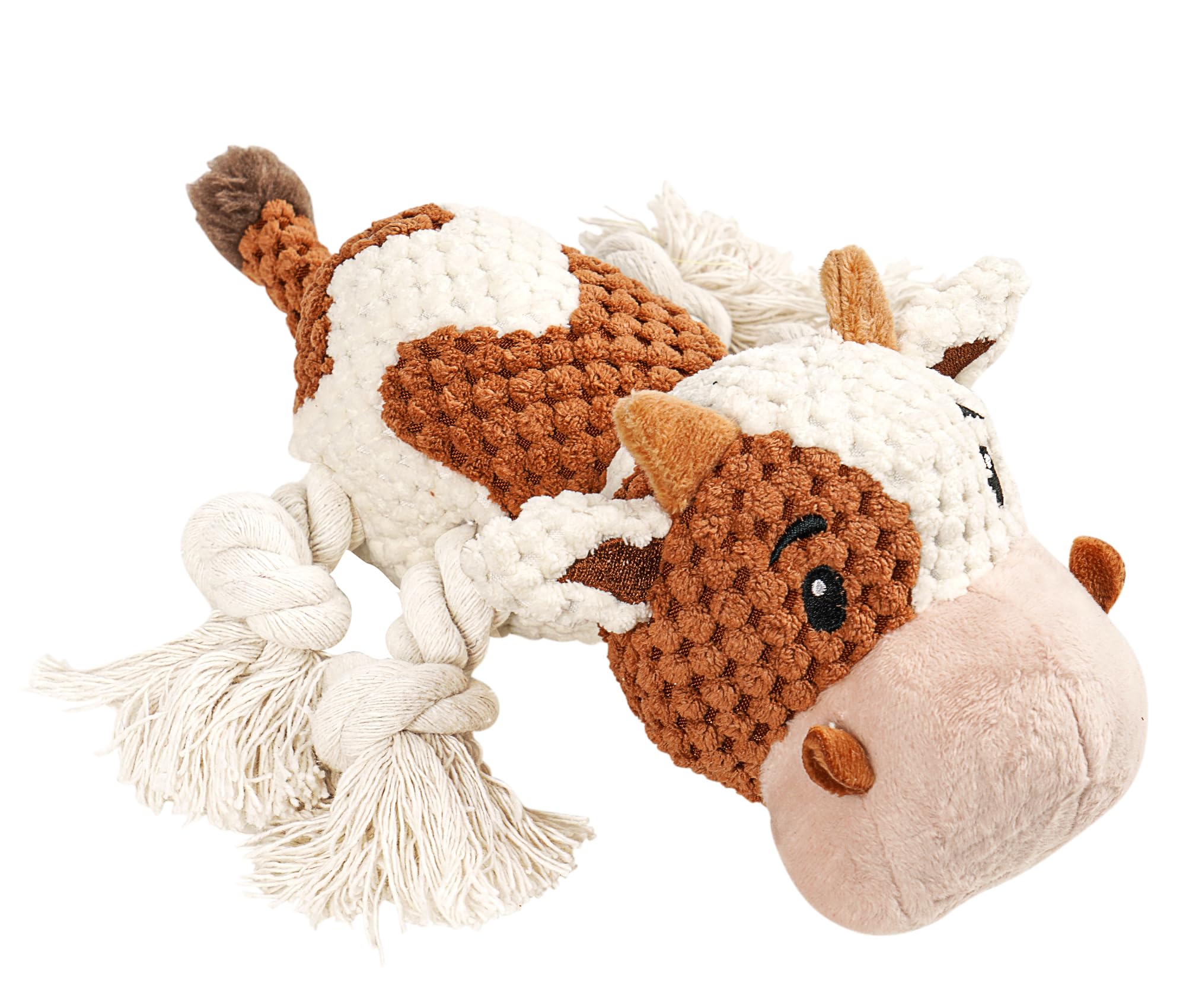 Dog Squeak Toy - Dog Toys for Aggressive Chewers, Dog Plush Toy for Large Dogs (Brown and White)