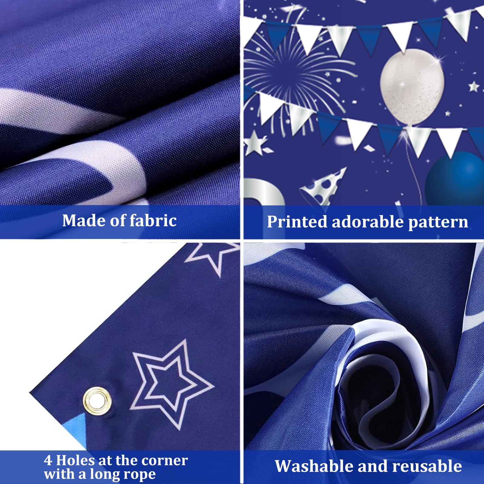 13th Birthday Decorations for Boys Girls, Blue Silver Official Teenager Party Decorations, Happy 13th Birthday Backdrop, Banner, Balloons, Pompoms, Hanging Swirls, Birthday Card, Cake Topper Set 54pcs