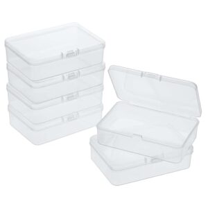 small plastic boxes with hinged lids 8 pcs mini storage containers box with lid 3.7 x 2.6 inches clear rectangle box for collecting items lash sticker beads game business cards crafts accessories