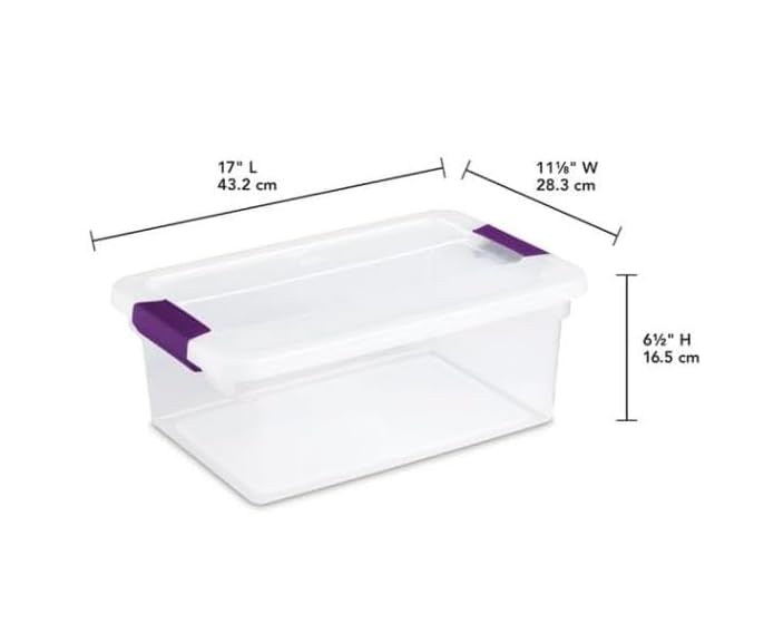 Generic Storage Containers with Secure Lids, Clear Viewing, Stackable Design, 17x11x6.5 inches, Made in the USA, Sweet Plum, 17531712*2