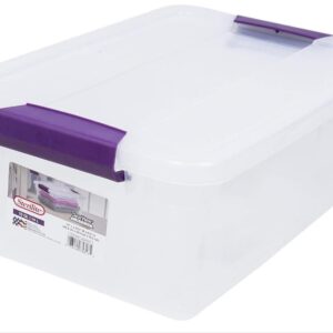 Generic Storage Containers with Secure Lids, Clear Viewing, Stackable Design, 17x11x6.5 inches, Made in the USA, Sweet Plum, 17531712*2