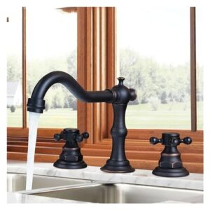 black bathtub swivel spout oil rubbed black bronze 3 pcs double handles bathroom basin sink brass faucet mixer tap,kitchen sink faucet