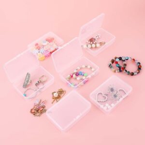 Small Plastic Boxes with Hinged Lids 8 PCS Mini Storage Containers Box with Lid 3.7 x 2.6 Inches Clear Rectangle Box for Collecting Items Lash Sticker Beads Game Business Cards Crafts Accessories