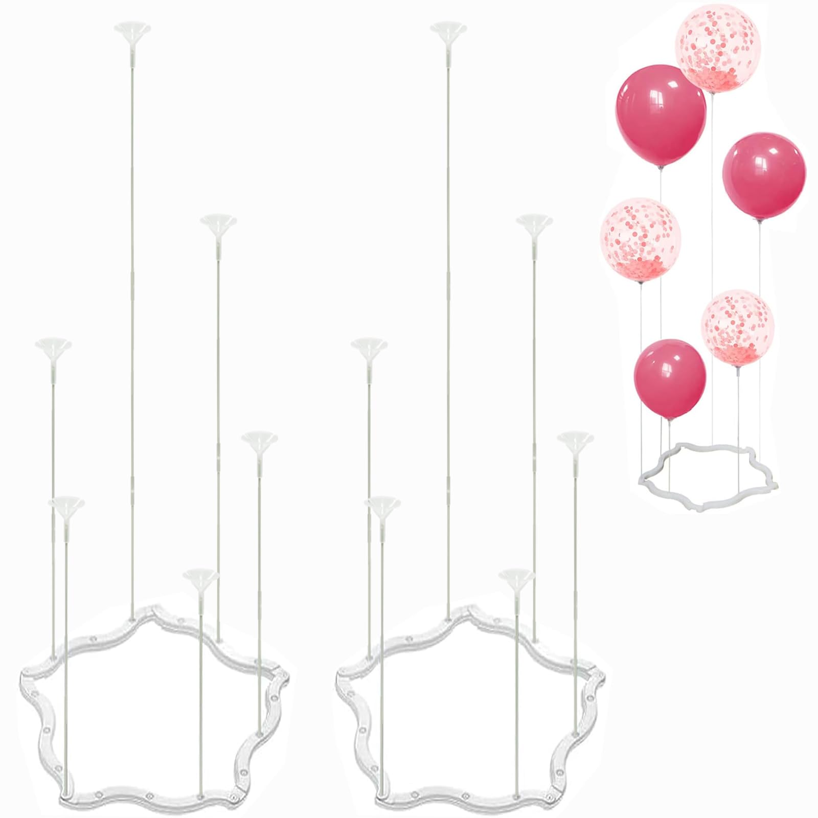 Balloon Stand Kit for Table, 2 Sets DIY Different Shapes Balloon Sticks, Balloon Holder for Weddings, Baby Showers, Graduations, Christmas, Birthdays Balloon Centerpieces for Tables Decorations