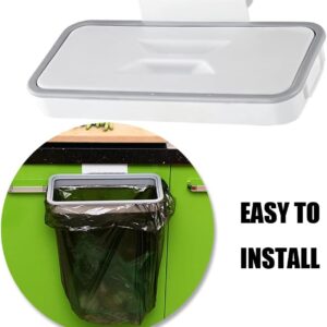 Hanging Trash Bag Holder,Hanging Trash Bag Rack,Garbage Waste Holder with Lid for Kitchen Closet Cupboard Accessory