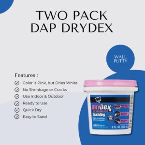 Drywall Repair Kit- Bundle with DAP Drydex Spackling Pink-Sanding Block, Putty Knives, Handy Dandy Guide- Spackle Wall Repair Kit- Nail Hole Filler for Walls-Drywall Patch Kit