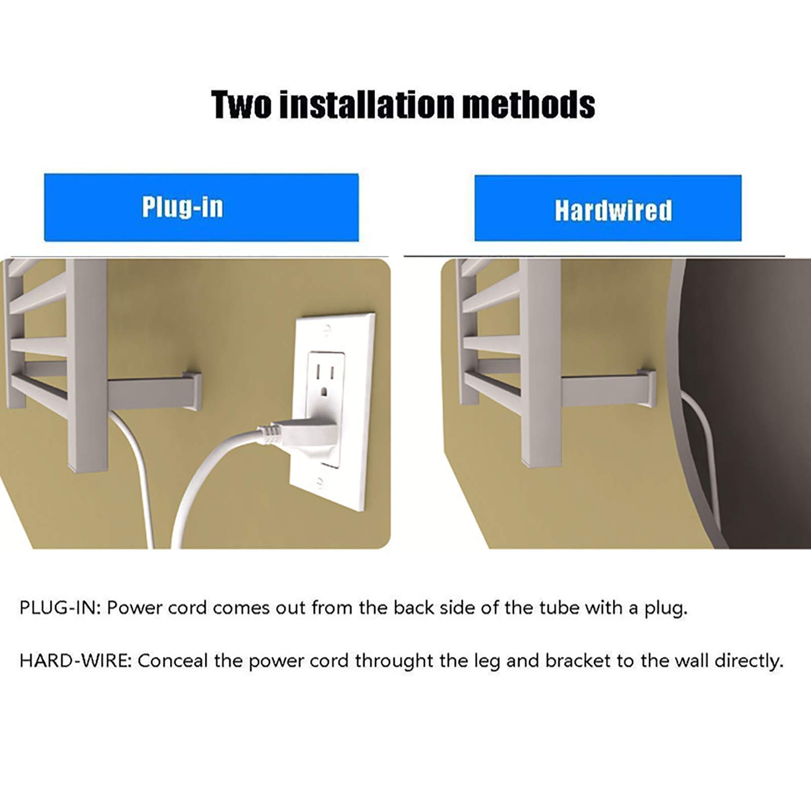 MUSUMI Towel Warmer, Electric Heated Towel Rack with Timer, 304 Stainless Steel Heated Towel Rail Wall Mounted 5 Bars Bath Towel Heater