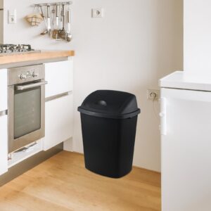 CadineUS 4-Pack 70 Liter Plastic Trash Can with Swing Lid, Large Garbage Can Recycle Bin, Black