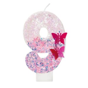 birthday candle 9,rose butterfly number 9 candle for cake pink birthday candles number 9 women girl party supplies