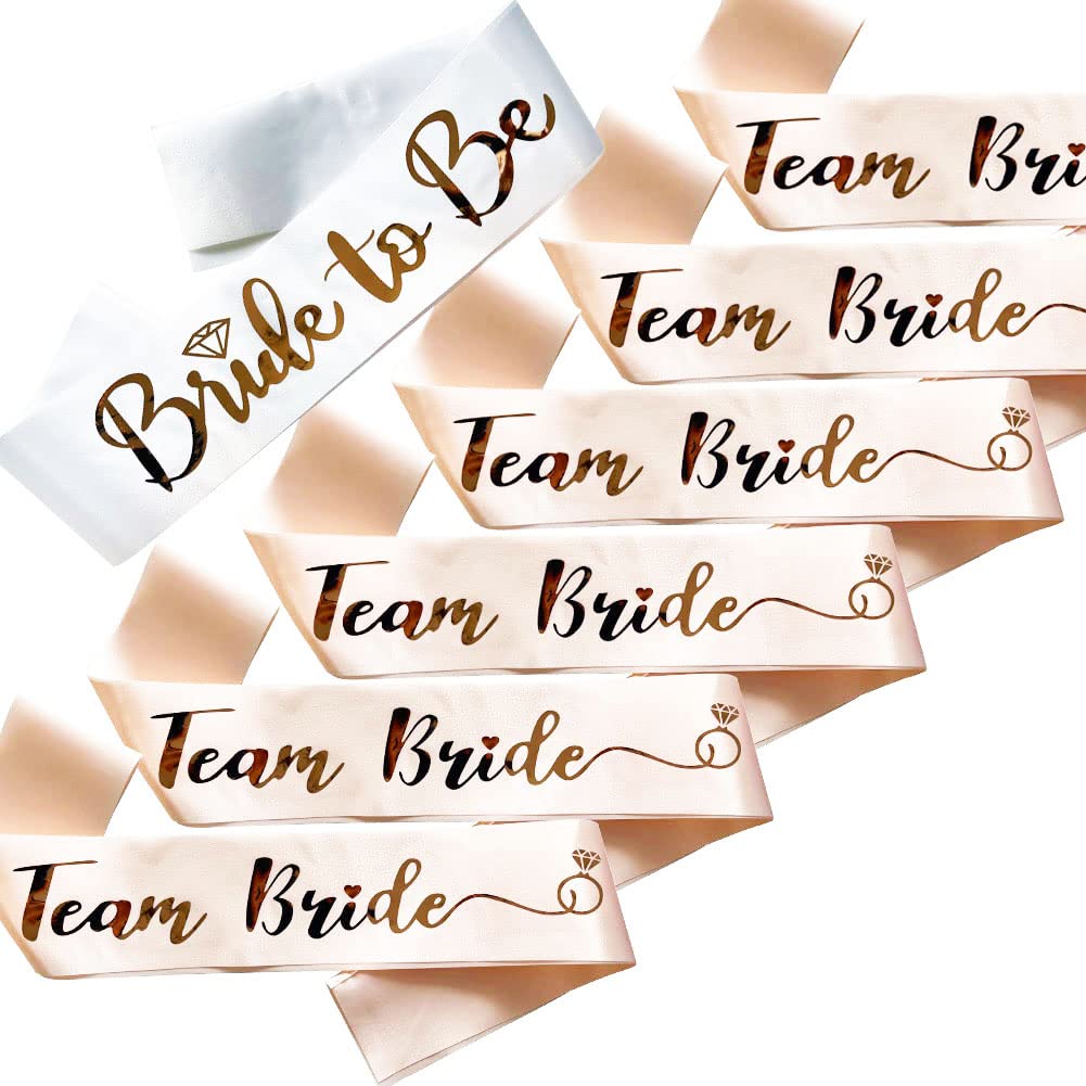 NAUXIUDSJS Bride to Be Sash, Bachelorette Party Supplies Engagement Party Favors, Bridal Shower Sashes Bachelor Decorations Just Married Gift Engaged Decor Accessories,Rose Gold