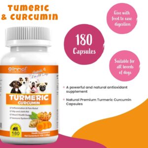 Tumeric and Curcumin for Dogs - 180 Count Tablet Treats – Helps Shedding, Skin Allergy, Itch and Dry Skin Relief, Hot Spots - Joint Health - Skin and Coat Supplement - Salmon Oil - Duck Flavor