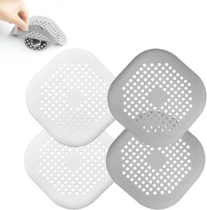 4 pcs silicone drain protector with sucker sink strainer shower drain cover hair catcher for shower drain strainer plug trap filter for, plug hydrophobic filter cover for bathroom, bathtub, kitchen