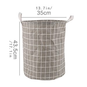 KONLREMA Gray Laundry Hamper Large Canvas Fabric Lightweight Storage Basket,Dirty Clothes Collapsible Round Waterproof,Clothes Hamper for College Dorms, Boys and Girls Bedroom, Clothes Basket