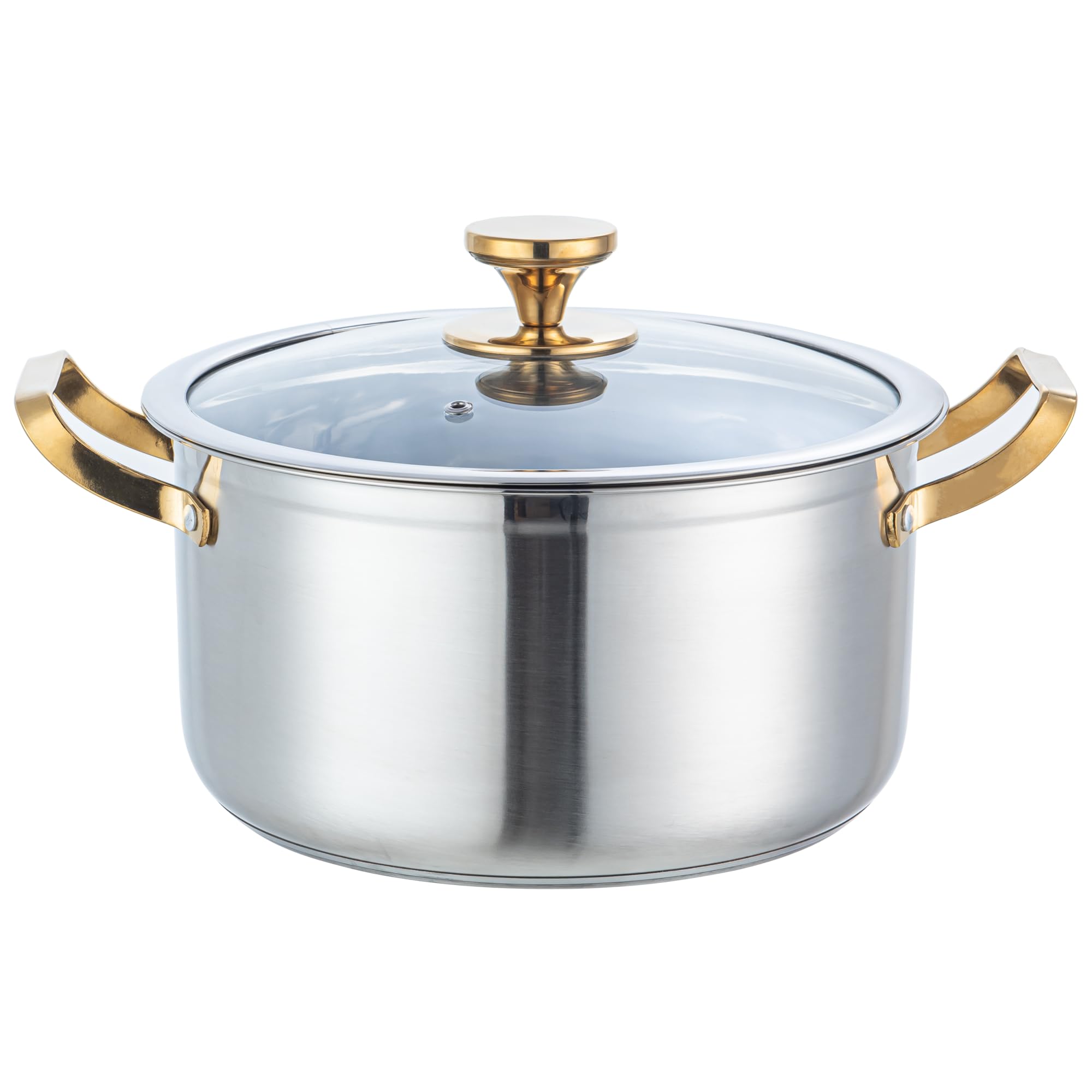 8 Quart Stainless Steel Stock Pot,Matching Tempered Glass Steam Vented Lids, 8 QT Composite Bottom Soup Pot,Induction Cooking Pot Capacity for Soup,Oven and Dishwasher Safe Pot