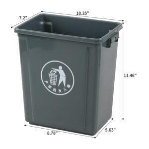 Cand 4-Pack 10 L Plastic Trash Can Wastebasket, Small Kitchen Garbage Can, Grey