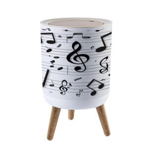 PHAIBHKERP Trash Can with Lid misic Set Abstract Music Various Music Notes Garbage Can Round Waste Bin Press Cover Dog Proof Wastebasket for Kitchen Bathroom Living Room Nursery 1.8gal, ljt