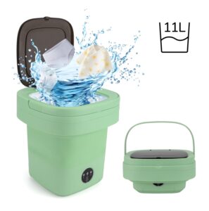 portable washing machine, fetions 11l foldable washer with 3 modes, deep cleaning of underwear, baby clothes and other small clothes, suitable for apartments,dormitories,hotels,camping,travel, green