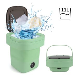 Portable Washing Machine, FETIONS 11L Foldable Washer with 3 Modes, Deep Cleaning of Underwear, Baby Clothes and Other Small Clothes, Suitable for Apartments,Dormitories,Hotels,Camping,Travel, Green