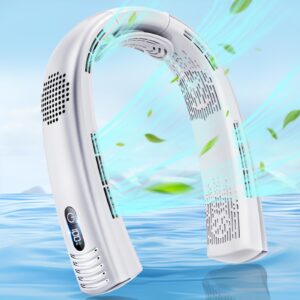 neck fan - portable neck fans that blow cold air rechargeable, 7000mah cooling personal around the neck fan with 360° airflow & led display for hot flashes, ball games, disneyland