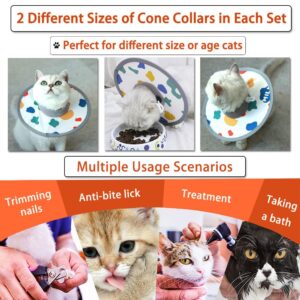 Konnfeir Cat Cone Collar 2pcs Adjustable Protective Collar for Pet Cat Recovery Collar Wound Healing (A-Milk, S+M)