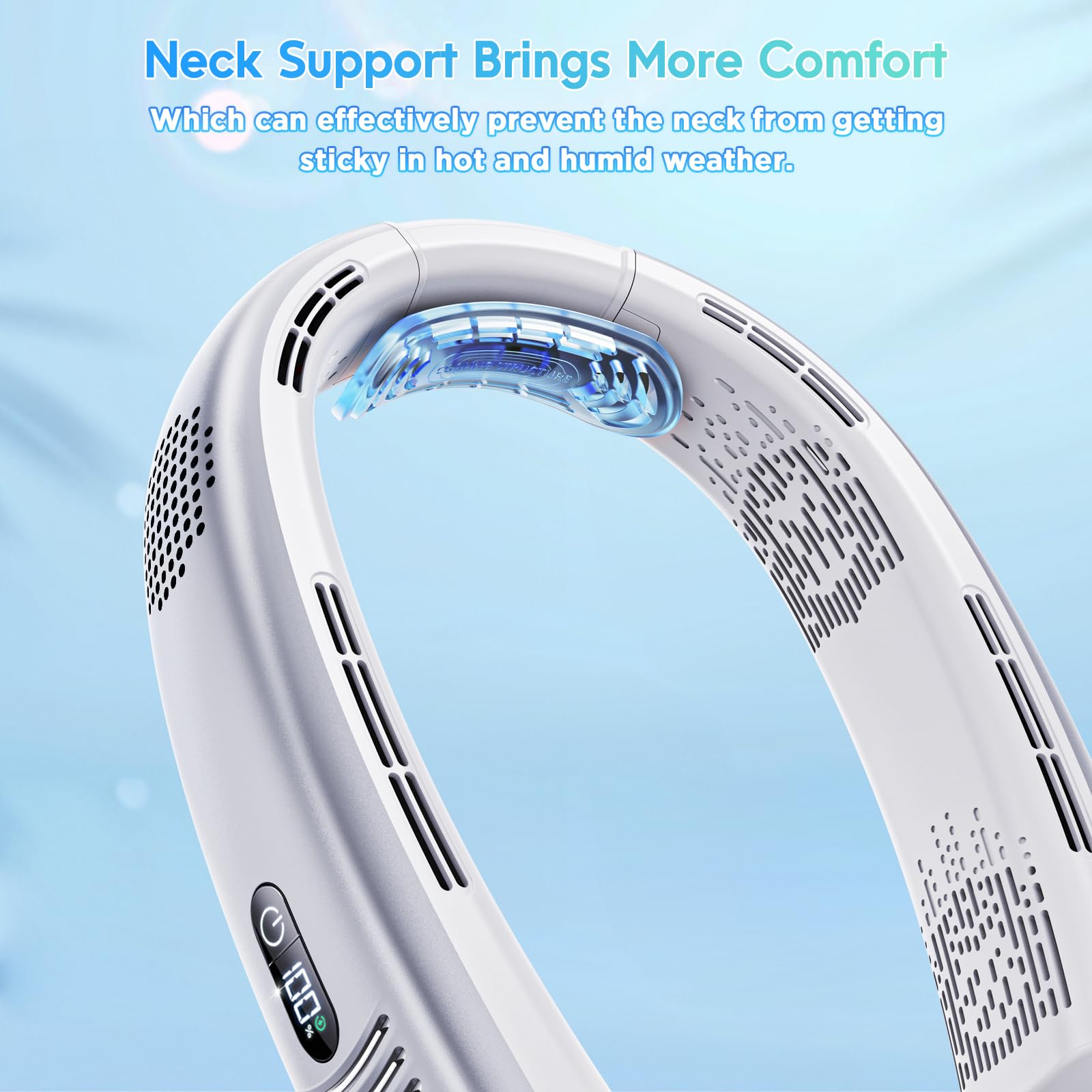 Neck Fan - Portable Neck Fans That Blow Cold Air Rechargeable, 7000mAh Cooling Personal Around the Neck Fan with 360° Airflow & LED Display for Hot Flashes, Ball Games, Disneyland