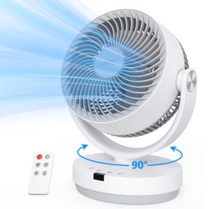 air circulator fan for bedroom, 13inch 28db quiet table fan with 3 speed, remote control, 90° oscillating fan with 7h timer, 120° adjustable tilt, powerful desk fan for whole room home office