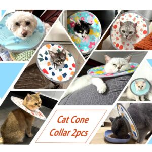 Konnfeir Cat Cone Collar 2pcs Adjustable Protective Collar for Pet Cat Recovery Collar Wound Healing (A-Milk, S+M)