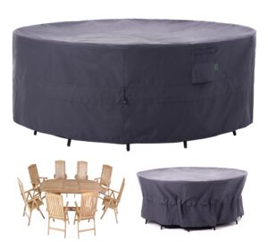 f&j outdoors patio furniture covers, heavy duty tear resistant waterproof uv resistant windproof extra large furniture cover, grey, 130" diax35 h