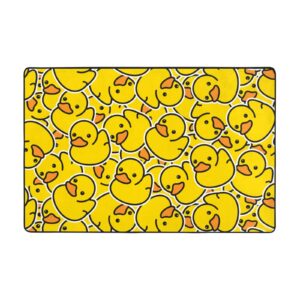 jbofyee cute rubber ducky area rug non-slip soft microfiber washable inside floor mats yellow cartoon ducks throw rugs carpet for living room bedroom office dorm home decor, 36x24 mat