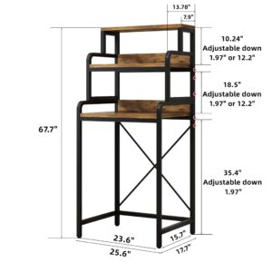 4-Tier Kitchen Bread Rack, Mini Fridge Stand Shelf, Double-Purpose Rack, Free Standing Kitchen Storage Shelf Rack, Microwave Oven Stand with Storage, Kitchen Baker's Rack for Spices, Pots and Pans