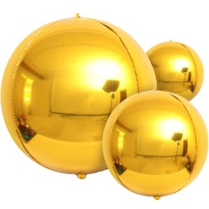 katchon, large gold balloons - 22 inch, pack of 14 | gold foil balloons for gold party decorations | round 4d chrome gold balloons, gold mylar balloons | new years balloons, new years decorations 2025