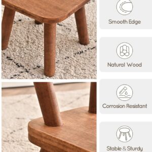 zaowofires Solid Wood Step Stool，Milking Stool, Plant Stand, Round Foot Stool, Removable Portable Stool, Shoe Changing Stool, Small Short Stooll (Walnut)