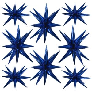 toniful 8 pcs navy blue star foil balloons large star balloons blue explosion star mylar balloons for party backdrop christmas new year birthday wedding baby shower anniversary photo booth supplies