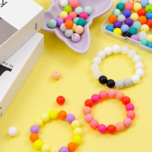 180PCS FIVEIZERO Silicone Beads, 30 Colors 12mm Silicone Beads Focal Beads Rubber Round Beads Mixed Color Silicone Lentil Beads Bulk for DIY and Keychain Accessories Silicone Beads Crafts Making