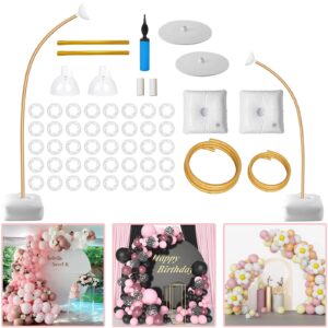 kaucytue balloon arch stand kit, 8.2ft & 5ft half arch balloon column stand, free bend balloon stand for floor suitable for birthday, wedding, graduation party, anniversary, gold