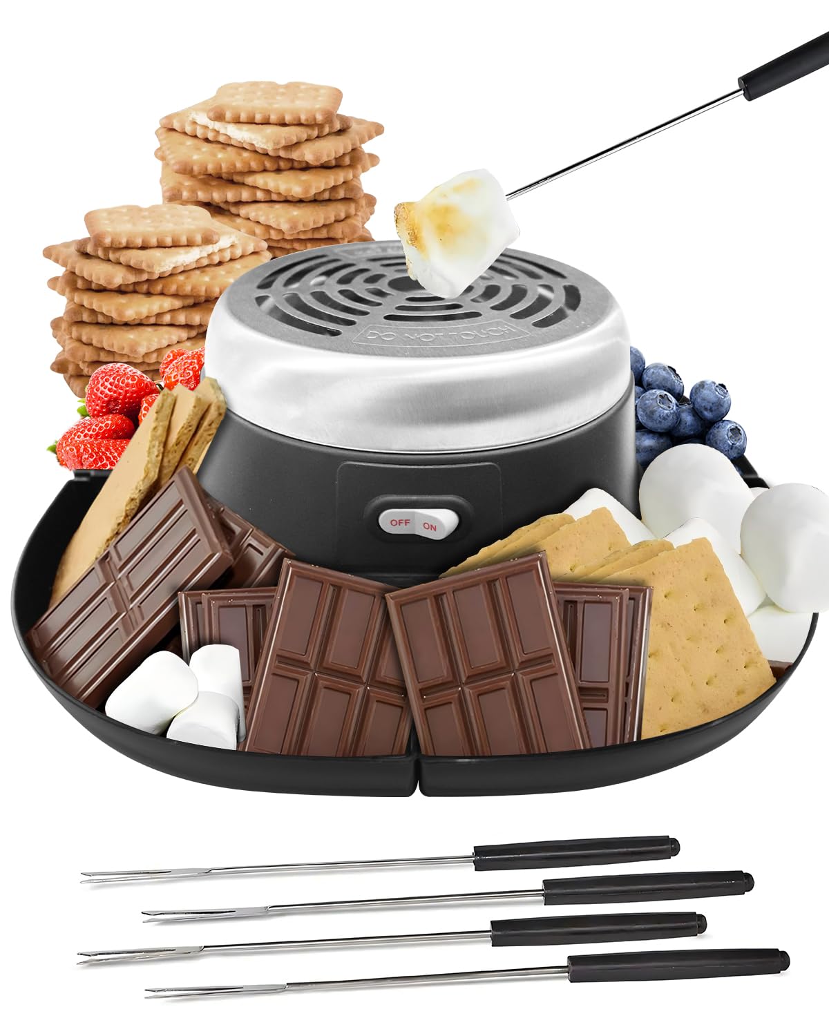 Smores Maker Tabletop Indoor Kit Smores Kit Flameless Electric S'mores Maker Marshmallow Roaster, Movie Night Supplies Housewarming Christmas Gifts 120V