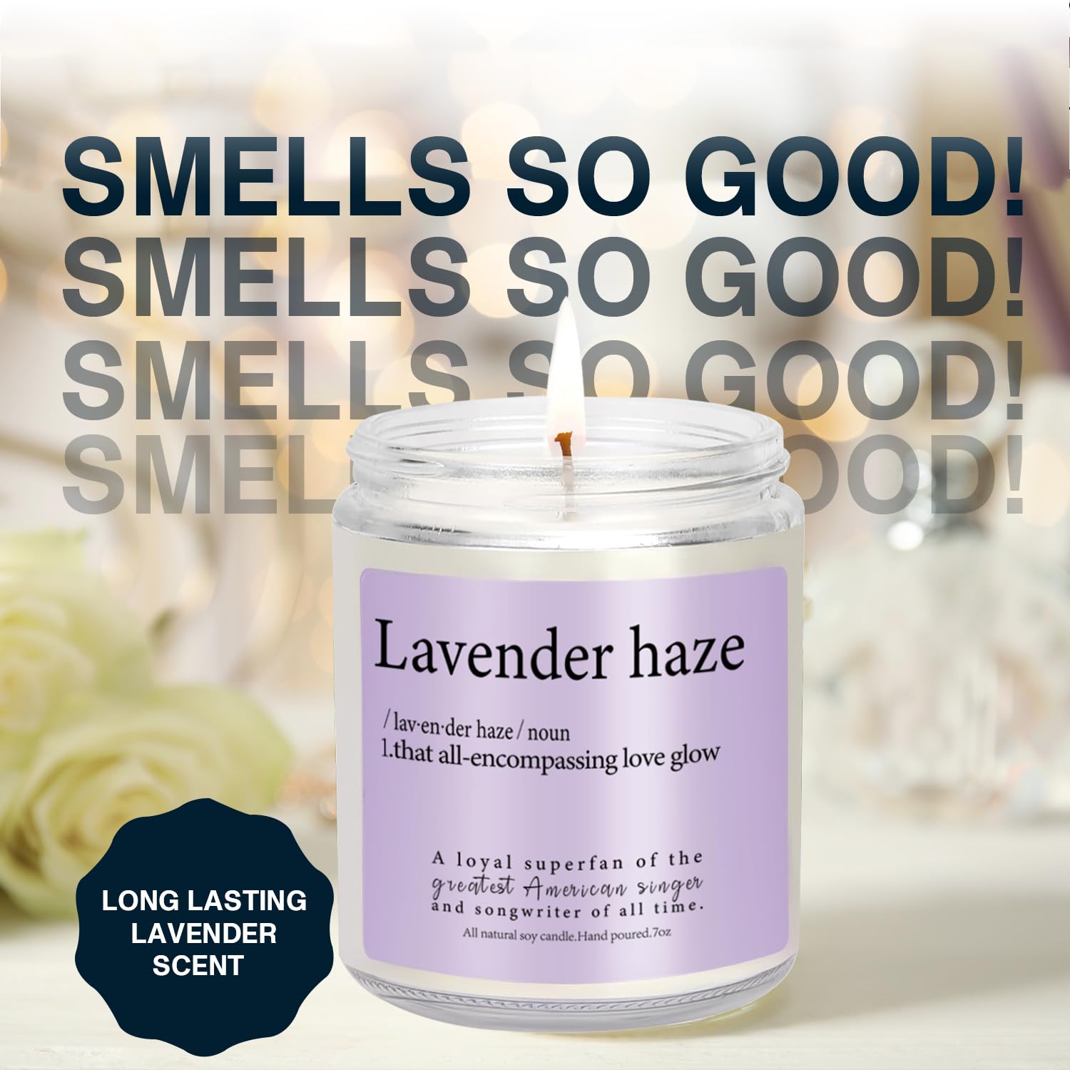 ForGreetMe TS Lavender Scented Candle, Music Lovers Gifts for Fans, Perfect TS Gifts for Women and Music Merch Singer Fans with Definition of TS, Best Birthday Gifts for Women