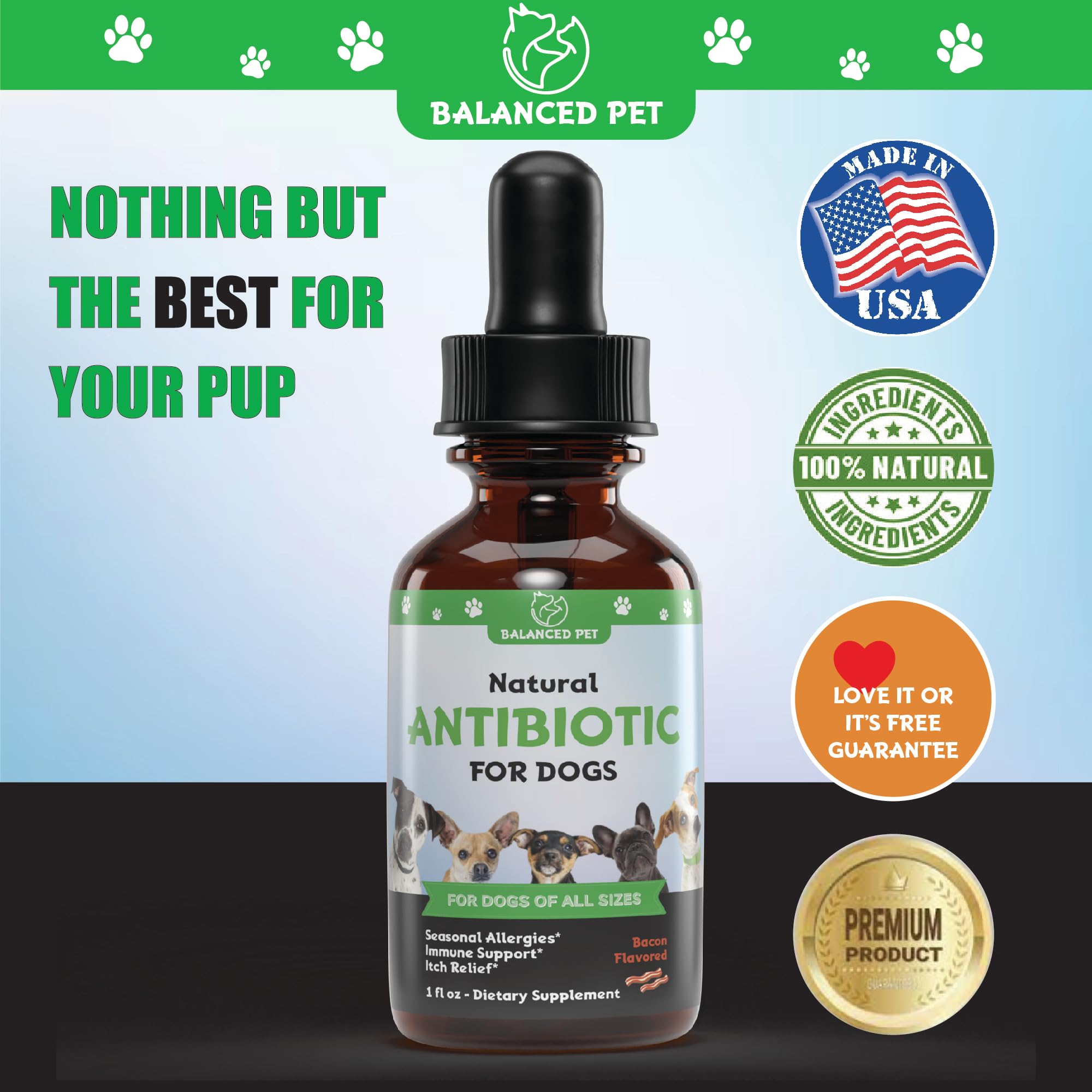 Natural Antibiotics for Dogs - Dog Antibiotics - Dog Itch Relief - Yeast Infection Treatment for Dogs - Dog Antibiotic - Dog Ear Infection Treatment - Pet Antibiotics - Antibiotic for Dogs - 1 oz