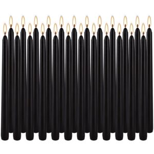 black taper candles - set of 24 dripless candles - 10 inch tall, 3/4 inch thick - 7.5 hour clean burning