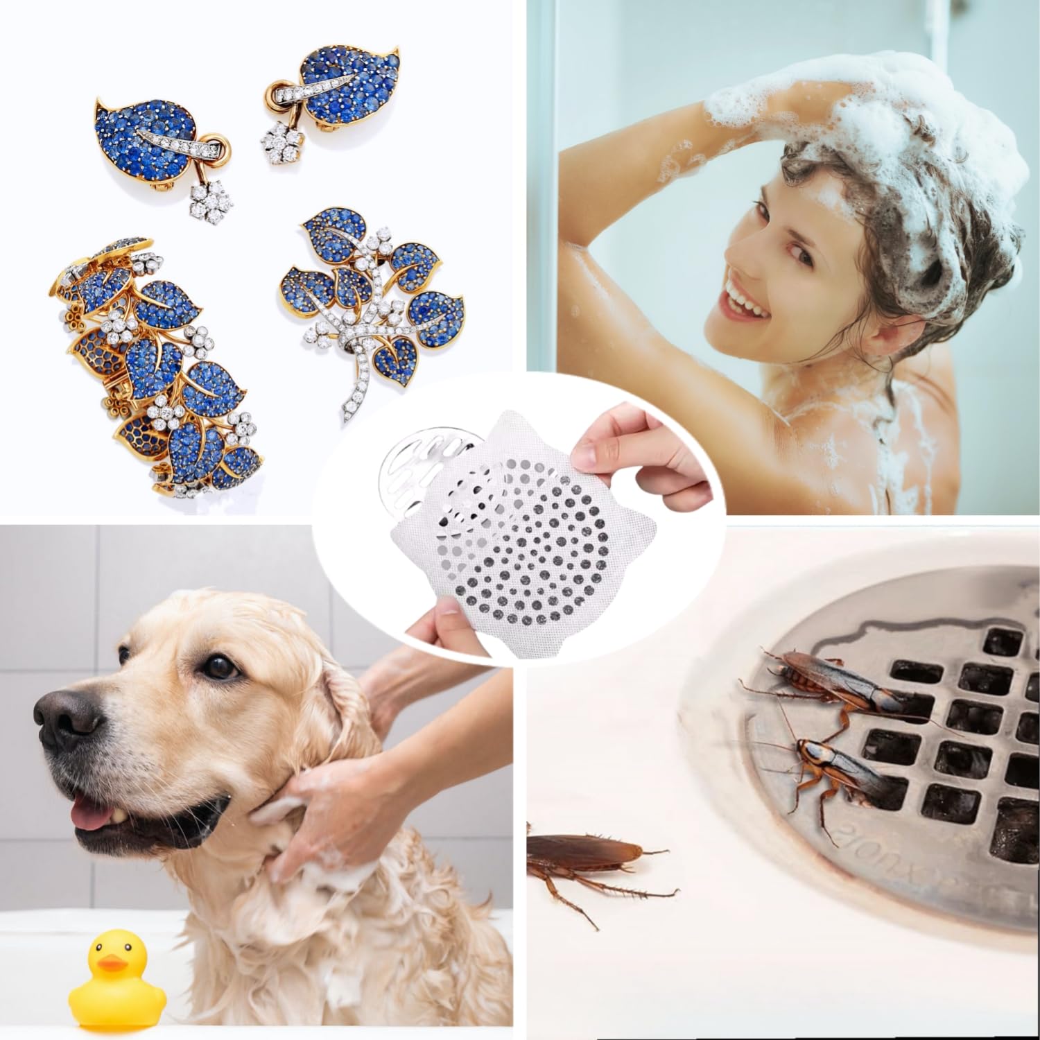 30 Pack, 4 Inch Shower Drain Hair Catcher,Drain Hair Catcher,Disposable Shower Drain Hair Catcher for Bathroom,Laundry,Bathtub,Kitchen Sink