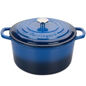 vorringard enameled cast iron dutch oven pot with lid, for sourdough bread baking, round dutch ovens, 6 quart, blue