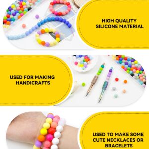 180PCS FIVEIZERO Silicone Beads, 30 Colors 12mm Silicone Beads Focal Beads Rubber Round Beads Mixed Color Silicone Lentil Beads Bulk for DIY and Keychain Accessories Silicone Beads Crafts Making